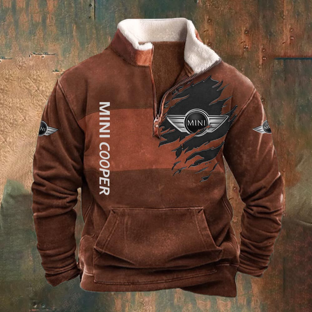 Mini Cooper Half Zip Fur Collar Sweatshirts - Haygrain Fammer ...