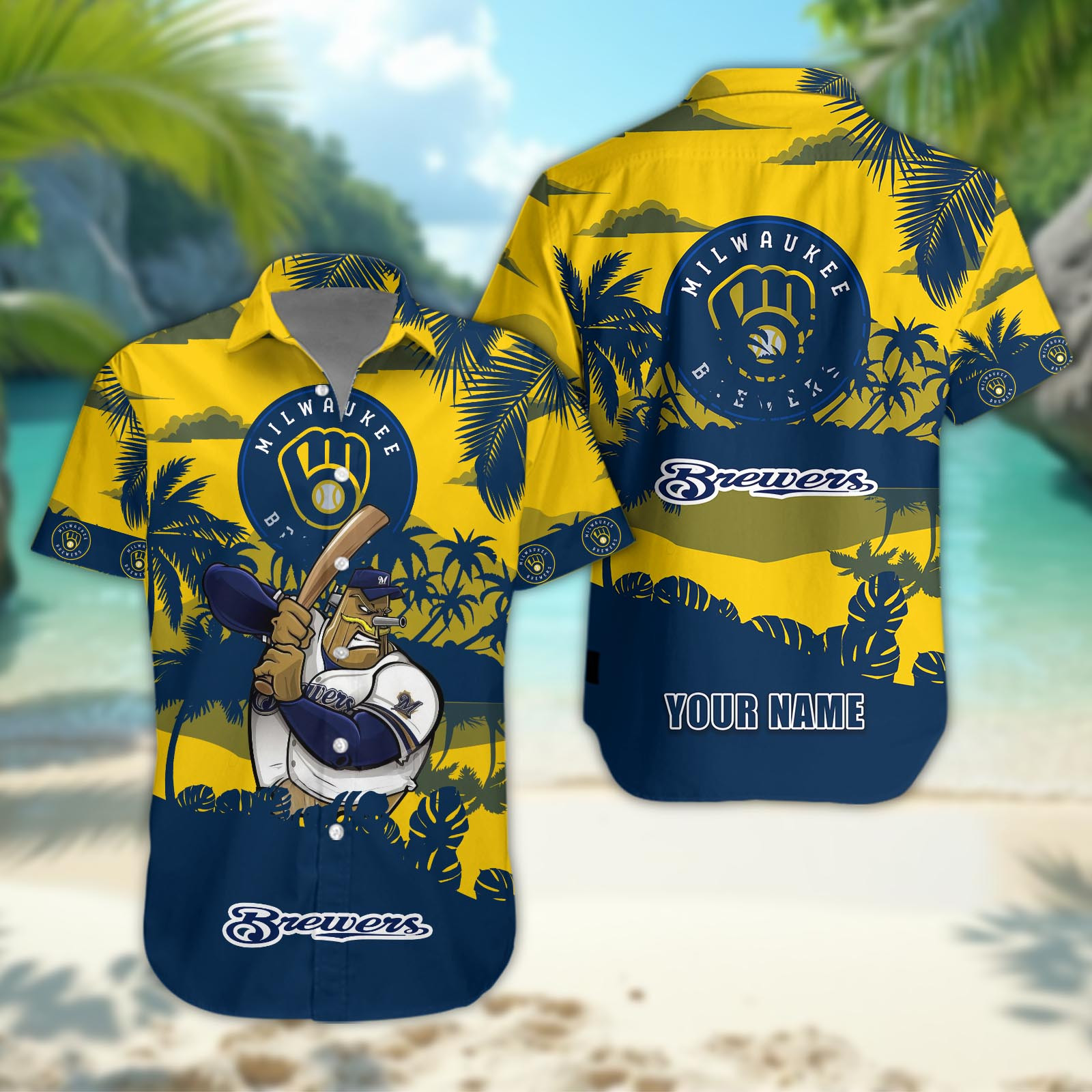 Milwaukee Brewers Personalized Hawaiian Shirt – Custom Name – Nousty